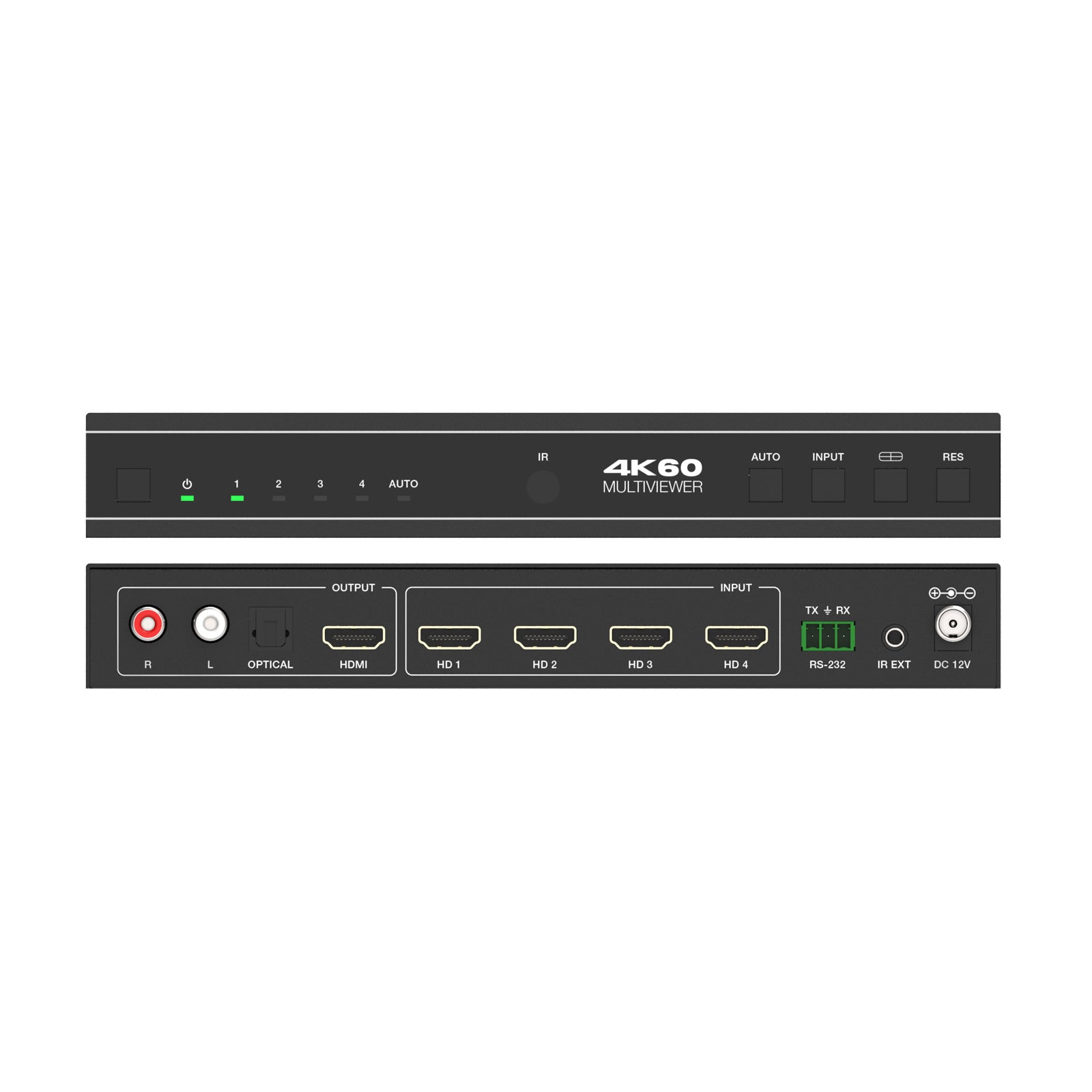 4K 4x1 Seamless HDMI Switcher with Multiview & Audio Output