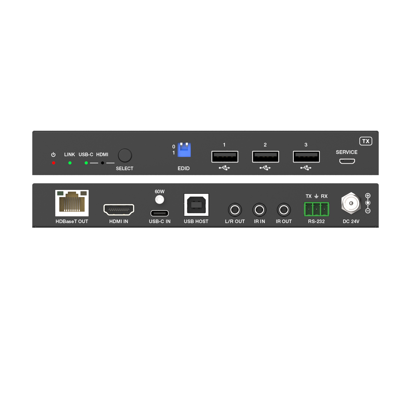 4K60 HDMI & USB-C 70m Extender Over HDBaseT with USB (Tx/Rx)